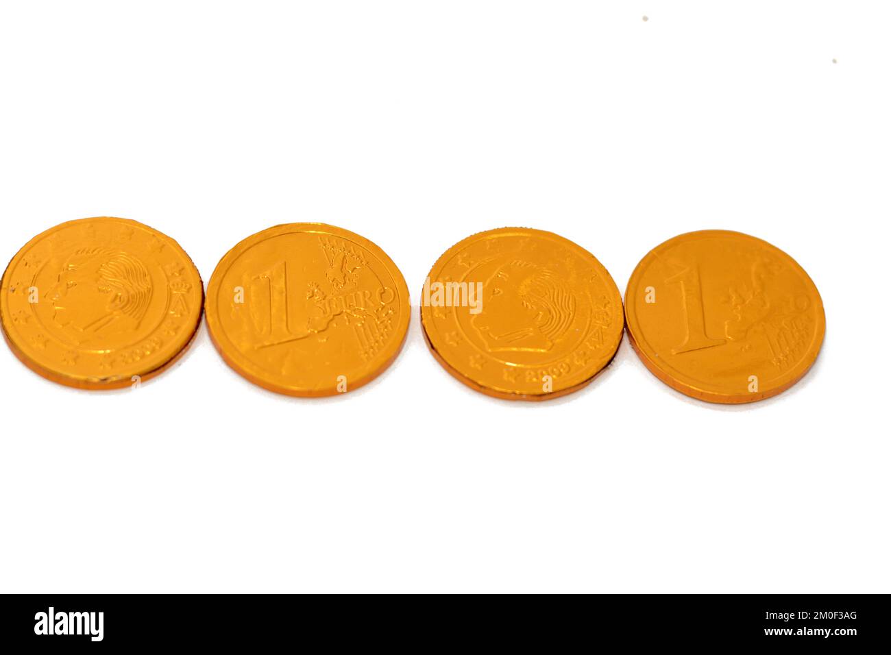 Chocolate euro coin depicts king Albert II and a monogram a capital A ...