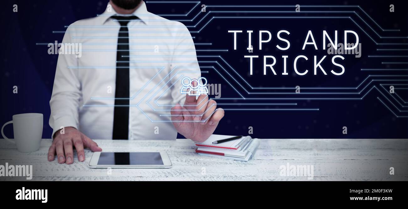 Hand writing sign Tips And Tricks. Conceptual photo helpful advices ...