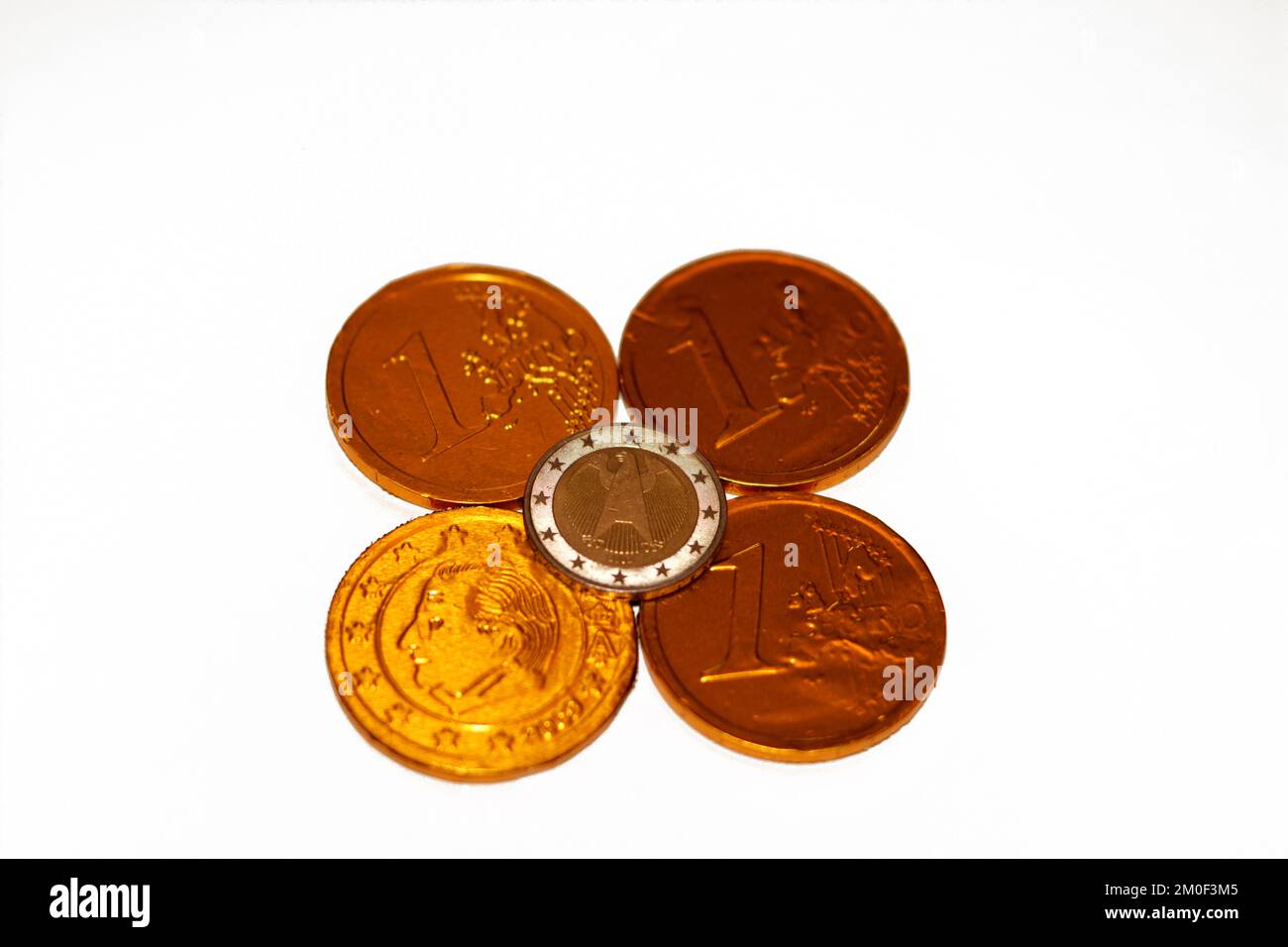 Chocolate euro coin depicts king Albert II and a monogram a capital A ...