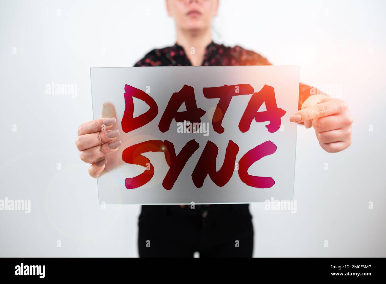 Writing displaying text Data Sync. Concept meaning data that is continuously generated by ...