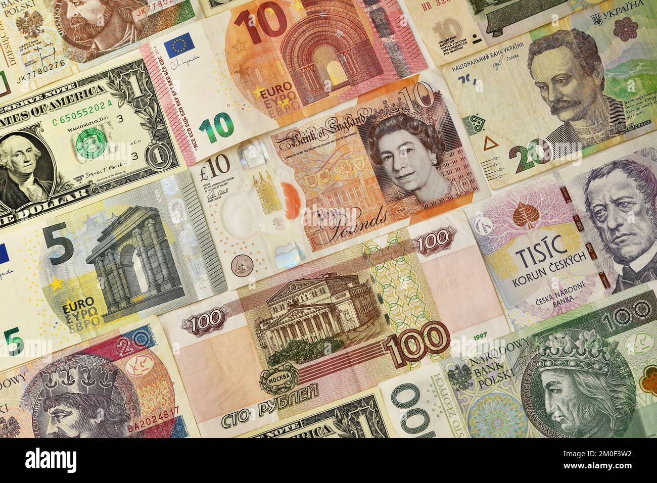 Ruble banknote and dollar banknote and euro banknote hi-res stock ...