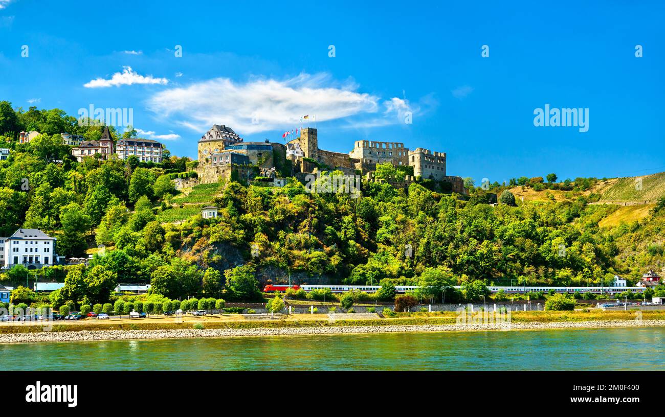Rheinfels Castle above the Rhine river in Sankt Goar. UNESCO world ...