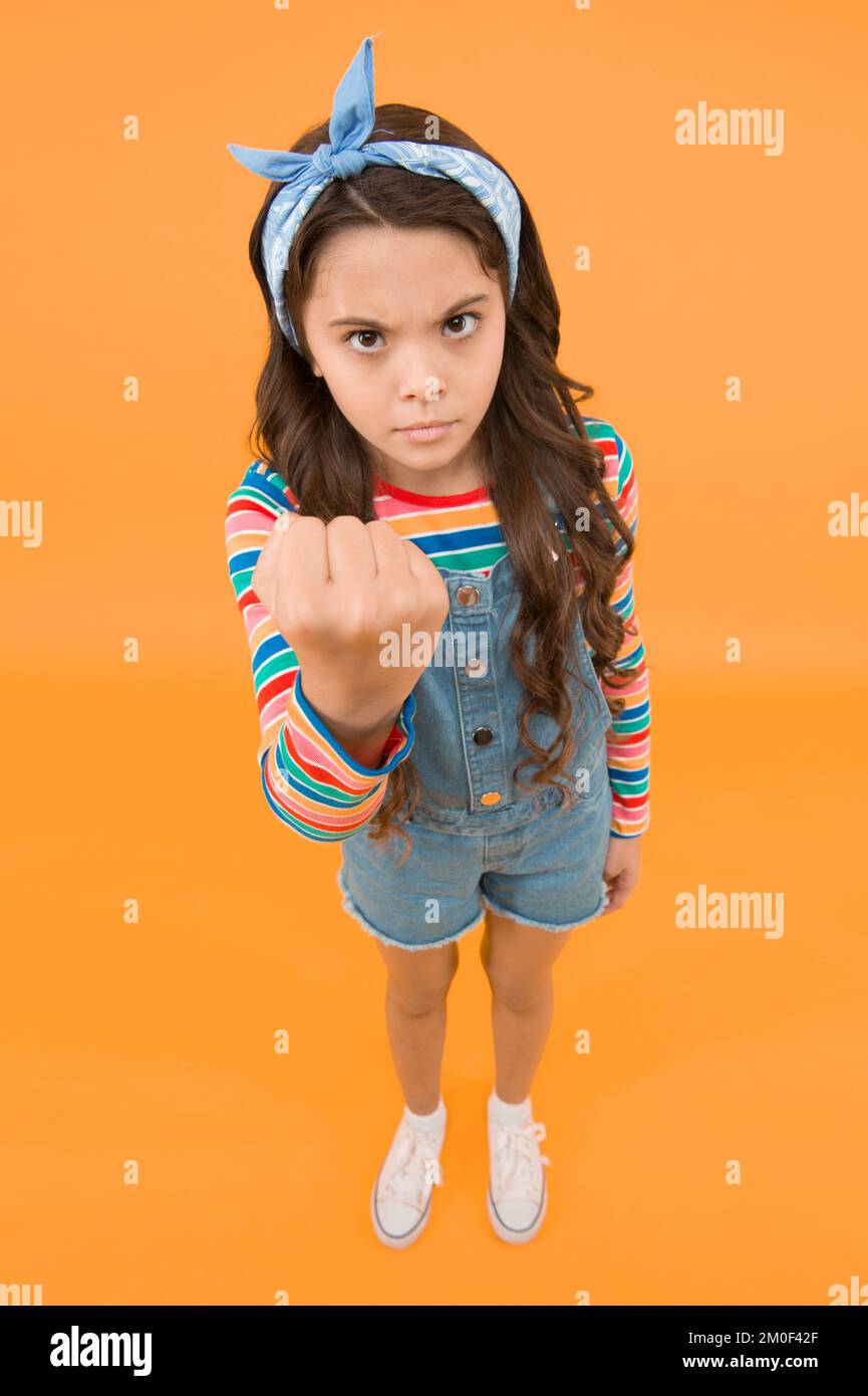 Go away. Cute baby headscarf bow. Adorable little girl with perfect ...