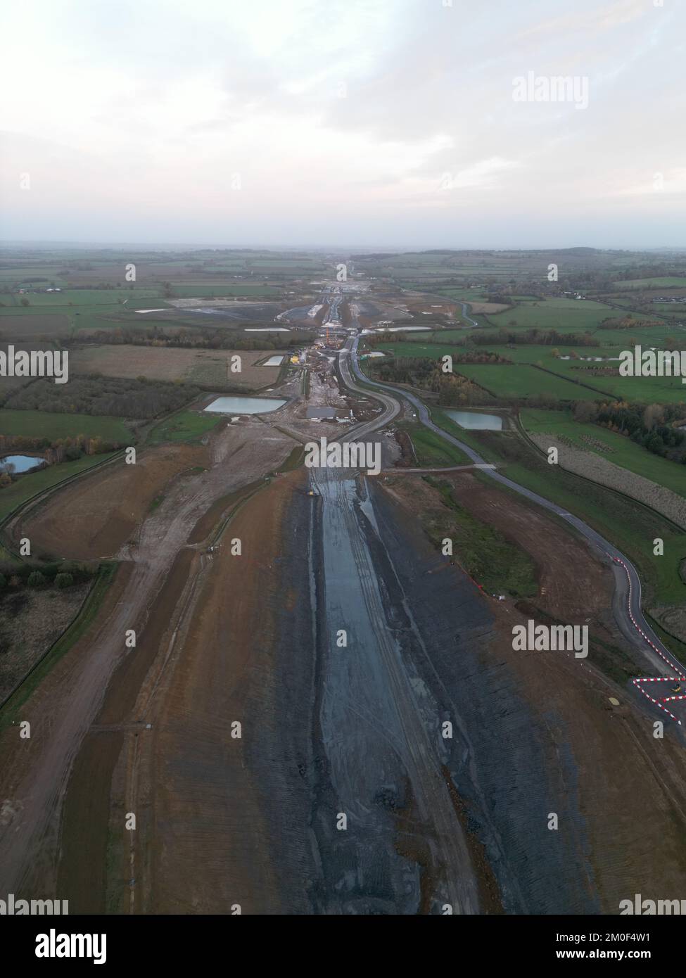 Chipping Warden HS2 high speed rail network construction site aerial ...