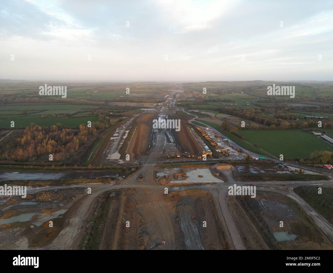 Chipping Warden HS2 high speed rail network construction site aerial ...