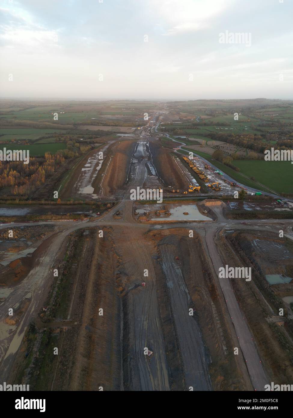 Chipping Warden HS2 high speed rail network construction site aerial ...