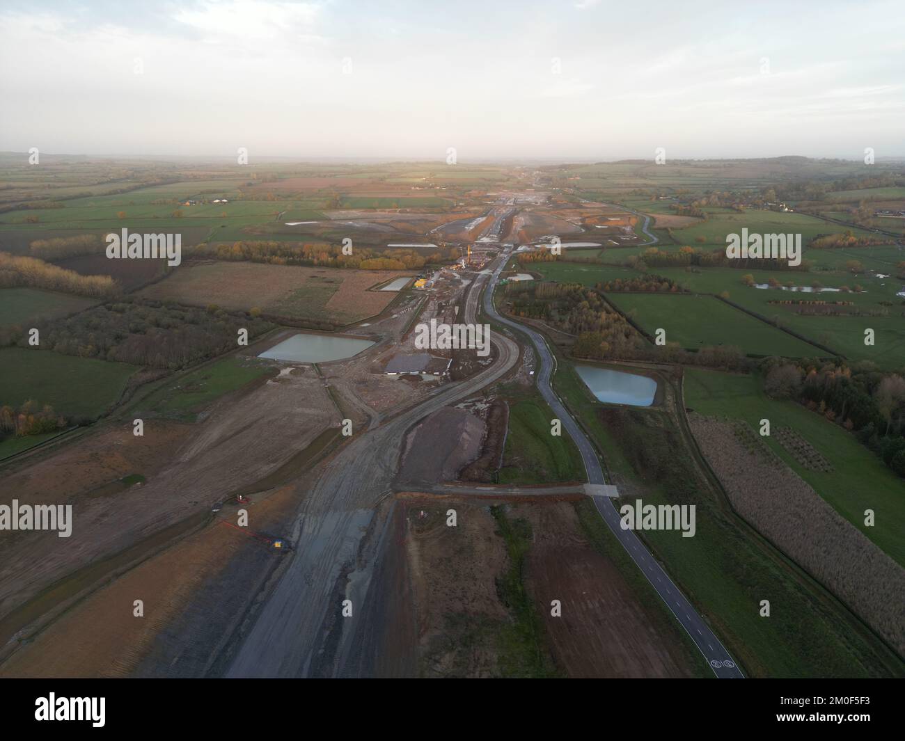 Chipping Warden HS2 high speed rail network construction site aerial ...