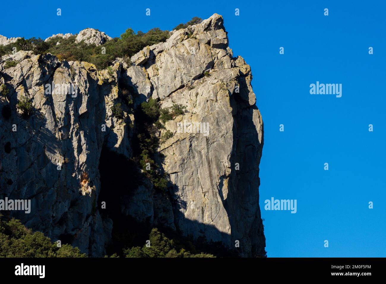 Aerial view of the Pic Saint Loup and it's surroundings in occitanie ...