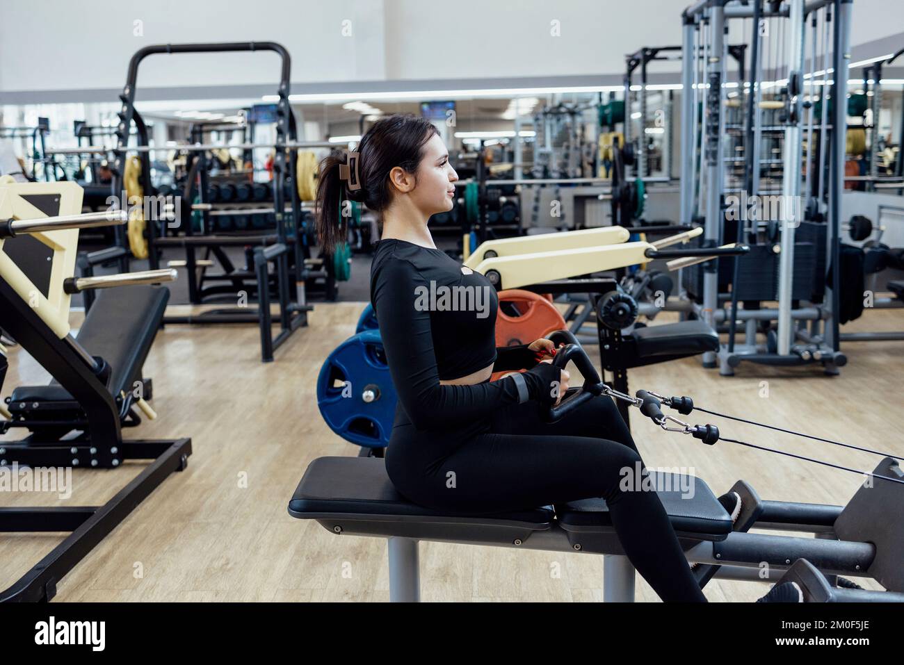 Bodybuilder woman training on simulator hi-res stock photography and ...