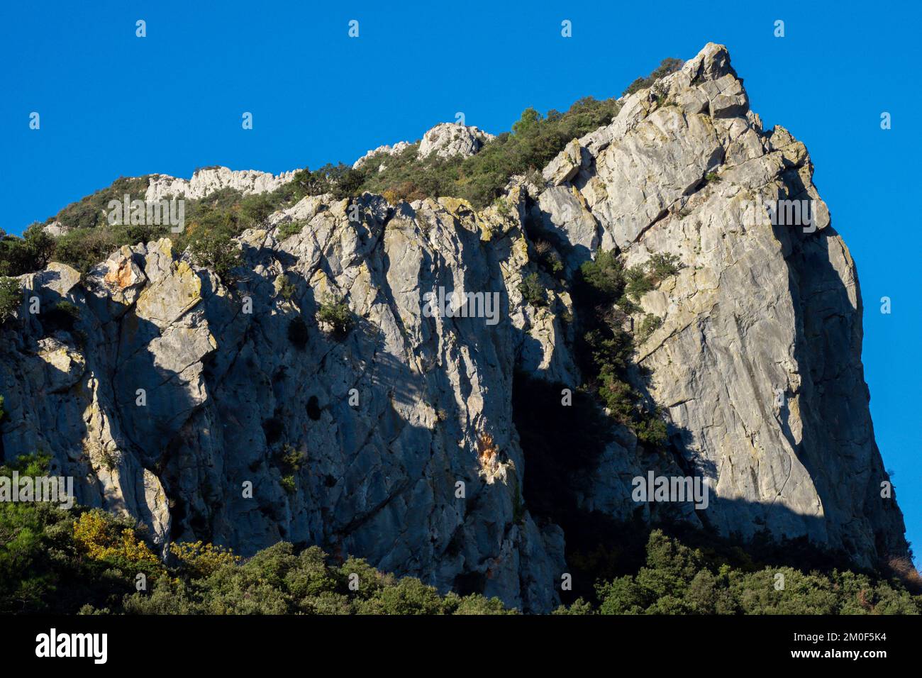 Aerial view of the Pic Saint Loup and it's surroundings in occitanie ...
