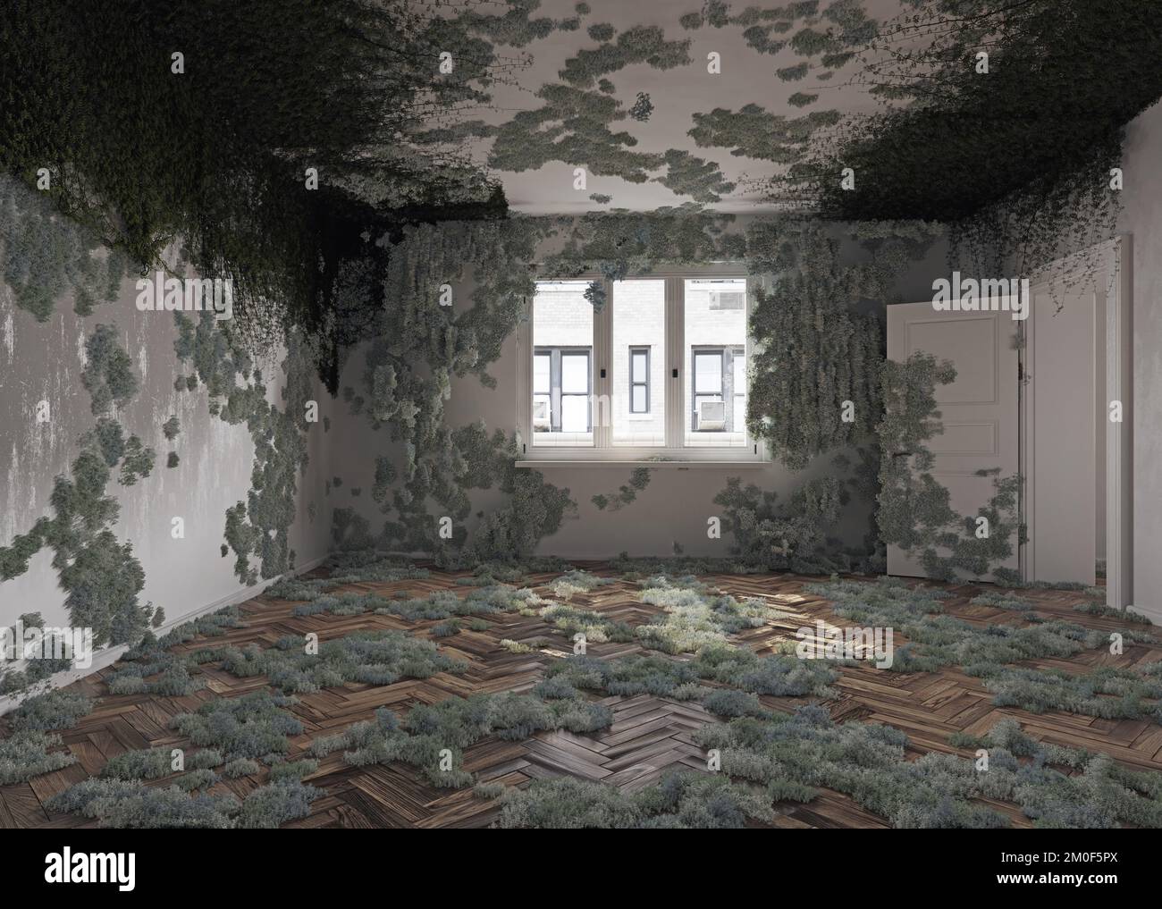 messy room of an abandoned house. 3d rendering concept Stock Photo - Alamy