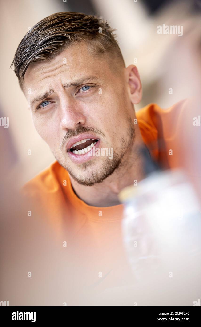 DOHA - Holland goalkeeper Andries Noppert during a media moment of the ...