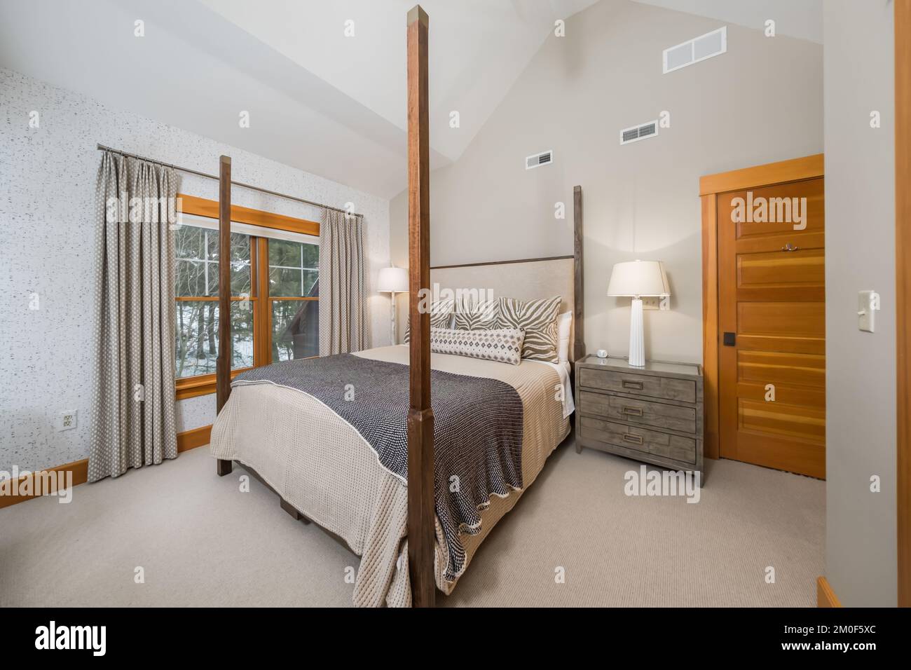 A beautiful modern bedroom interior design. Custom-built house in the ...