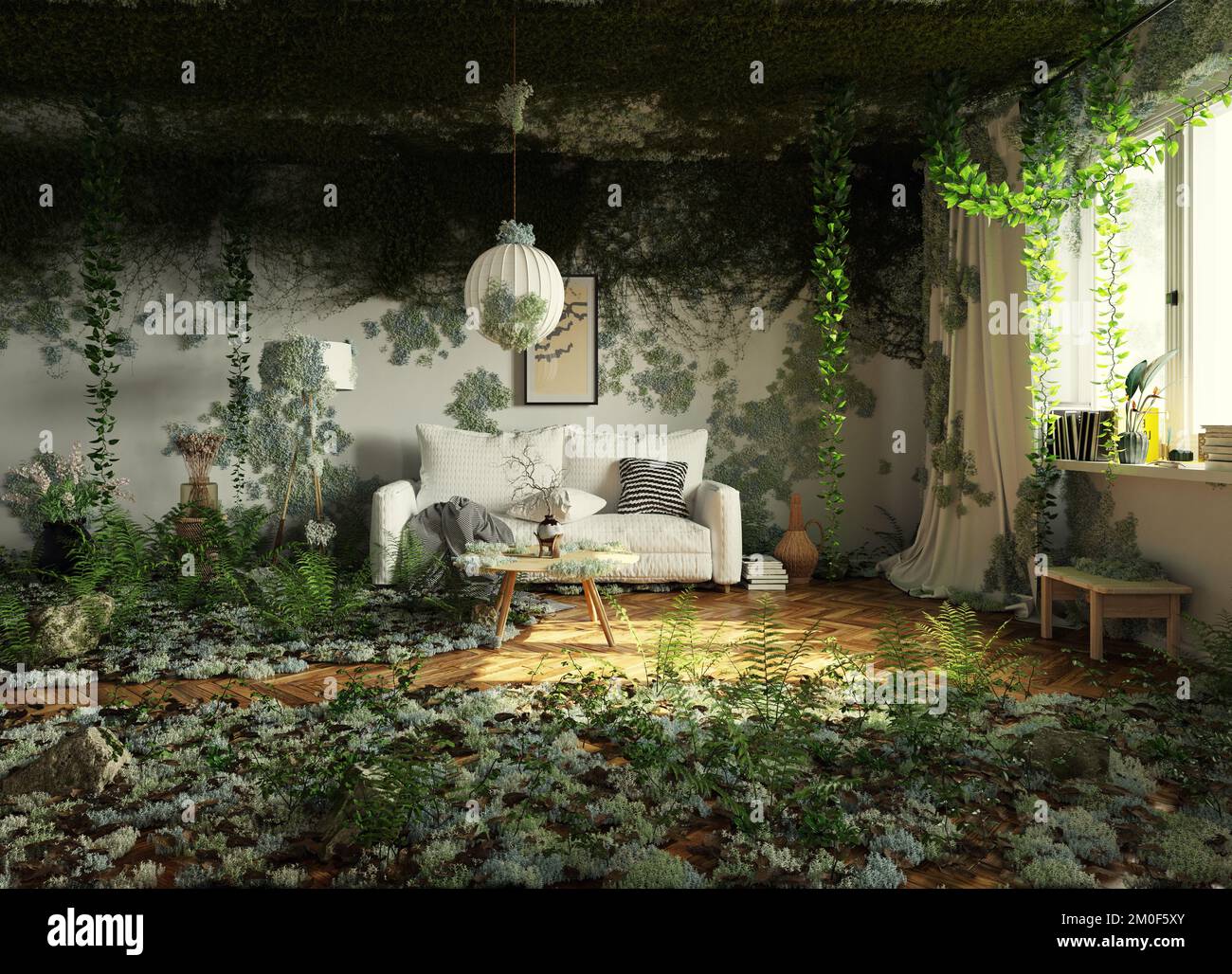 messy room of an abandoned house. 3d rendering concept Stock Photo - Alamy