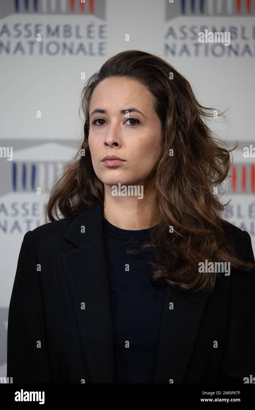 French LFI deputy Clemence Guette during a press conference at the ...