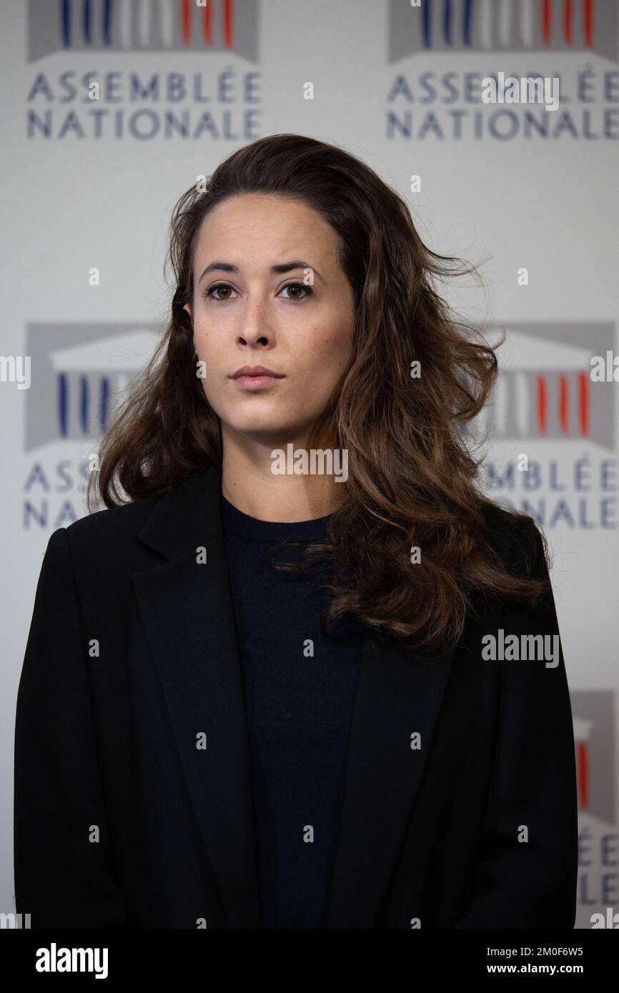 French LFI deputy Clemence Guette during a press conference at the ...