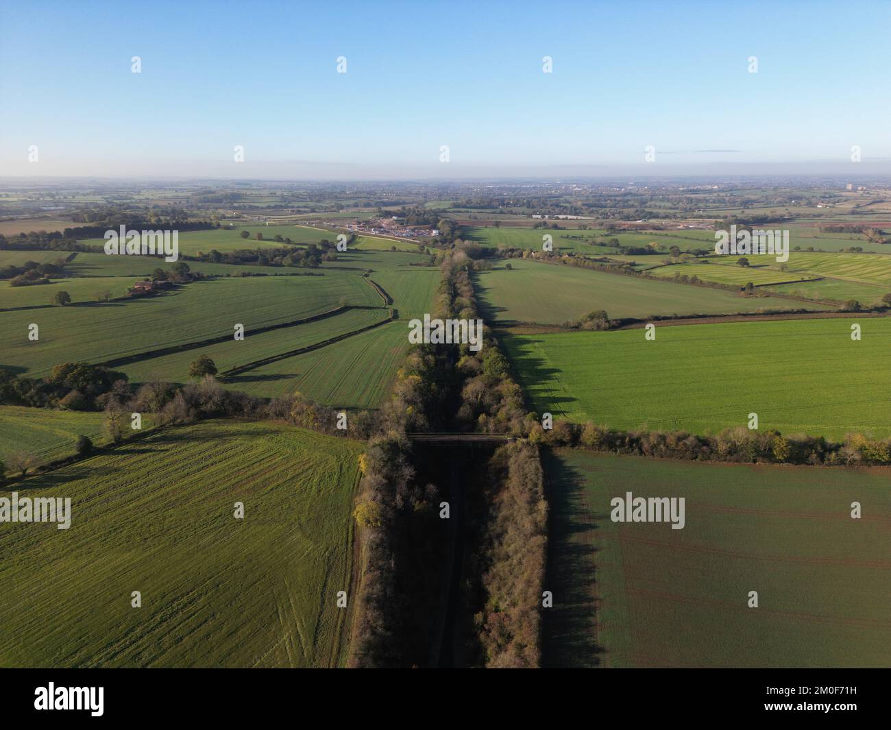 HS2 high speed rail network construction site aerial photo morning time ...