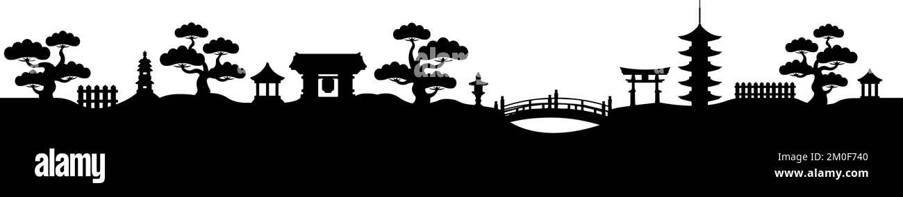 Japanese Landscape Silhouette Vector Japanese Minimalist And Simple
