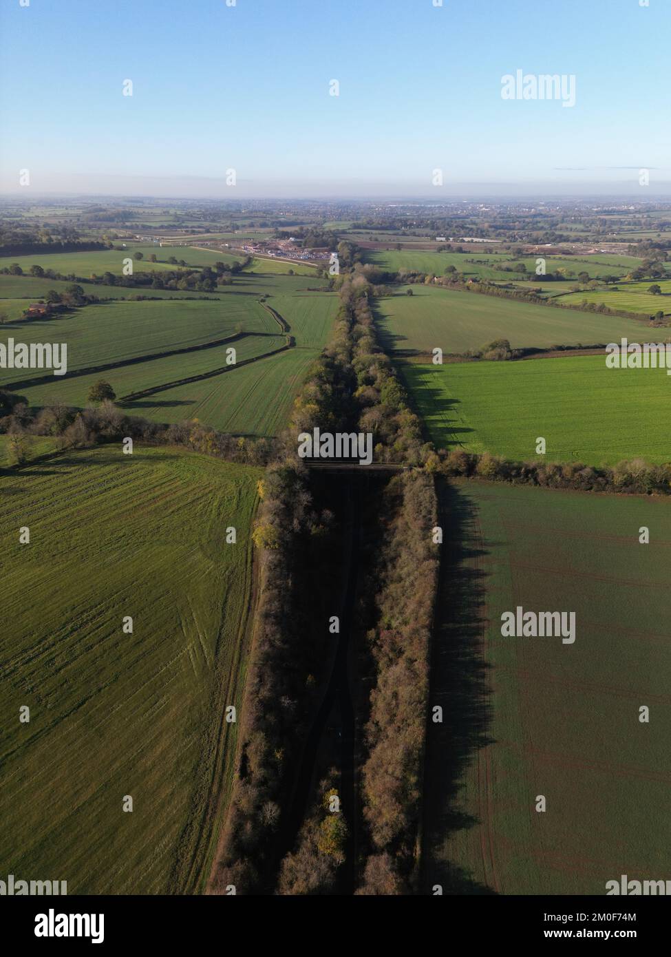 HS2 high speed rail network construction site aerial photo morning time ...