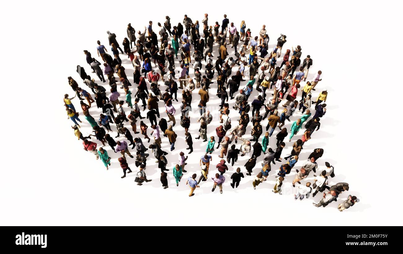 Concept conceptual large community of people forming the emplty cloud ...