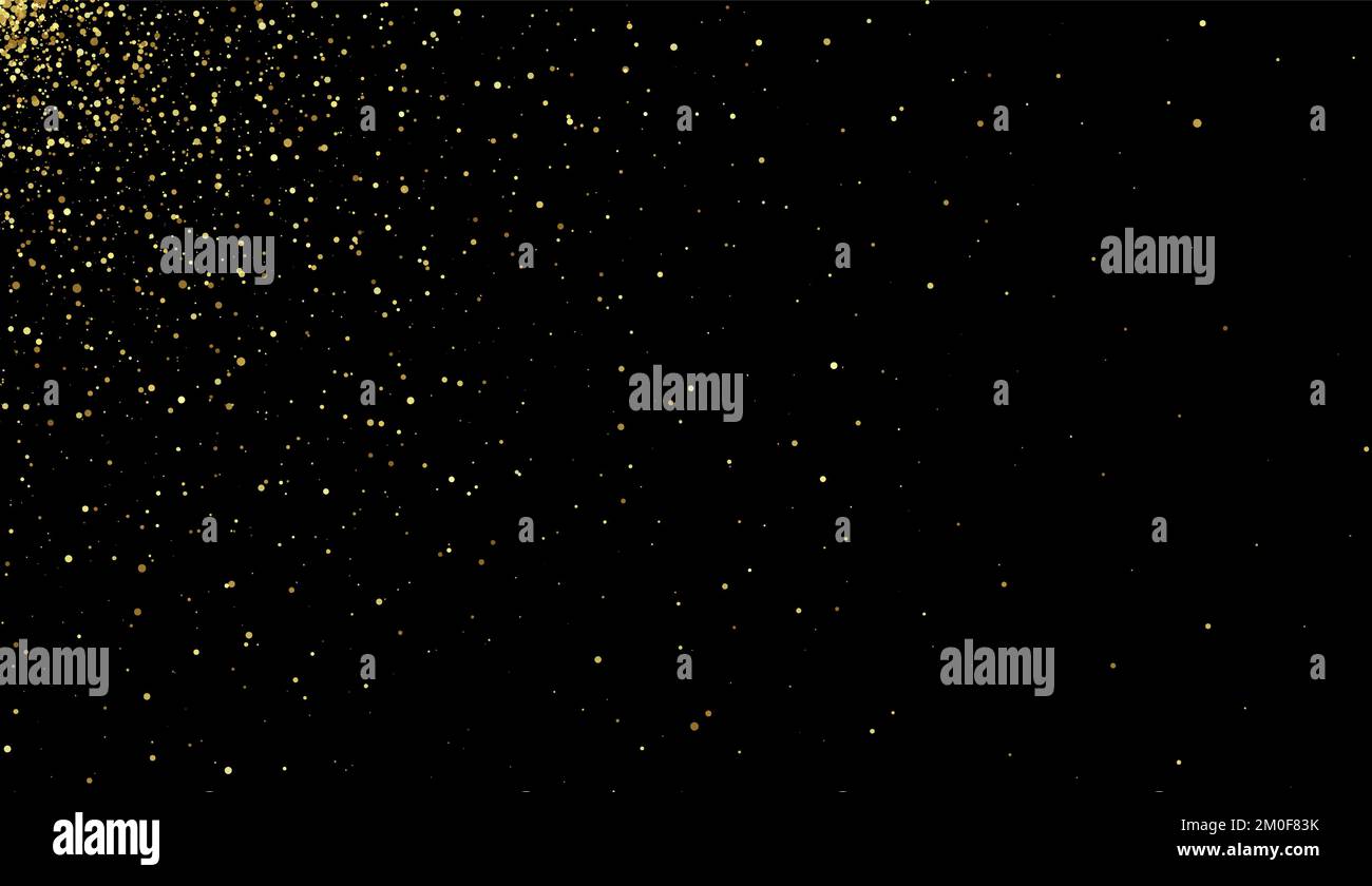 radial pattern festive gold glitter confetti on black background ...