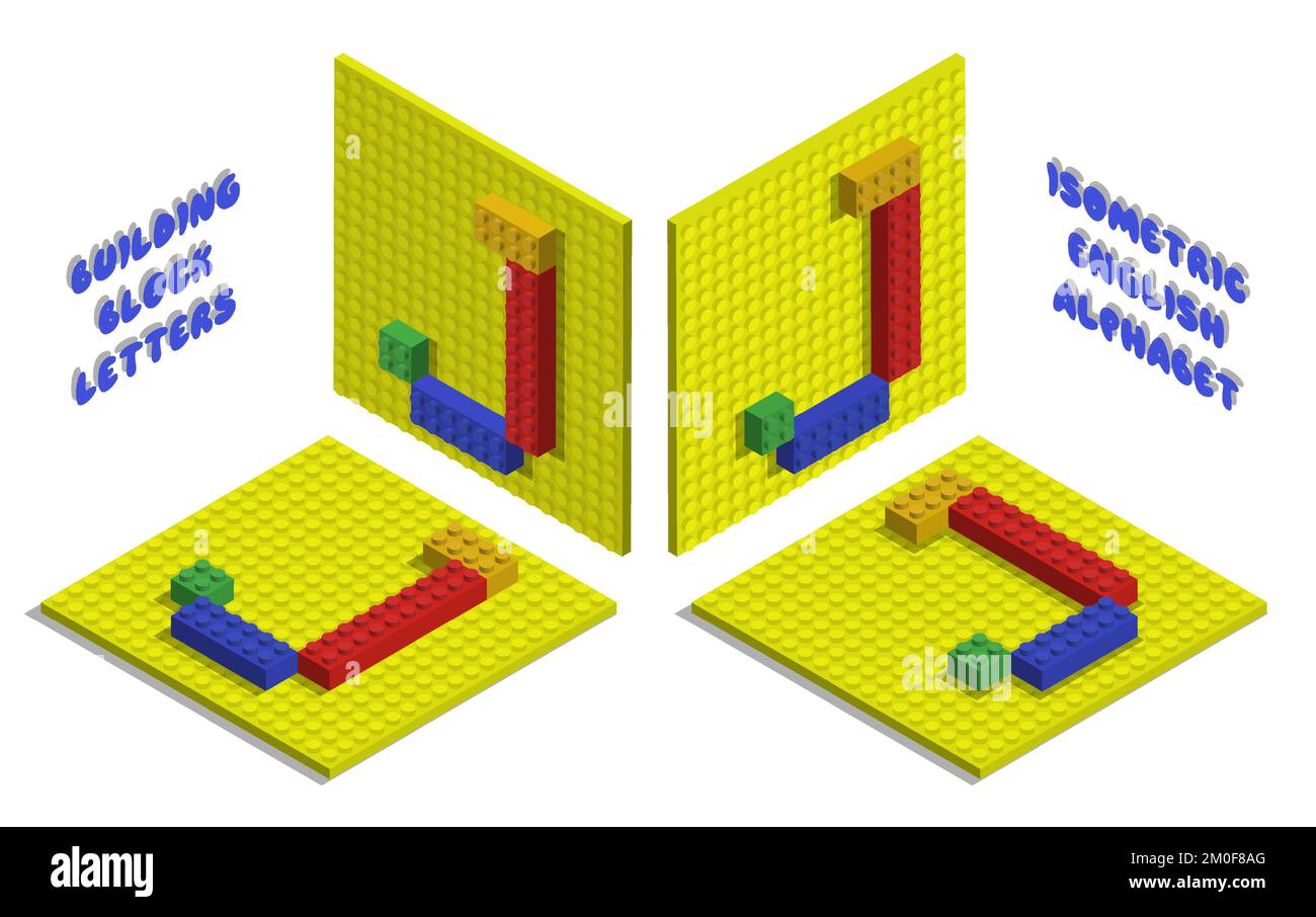 Isometric toy bricks of letter J. Letter from blocks for children ...