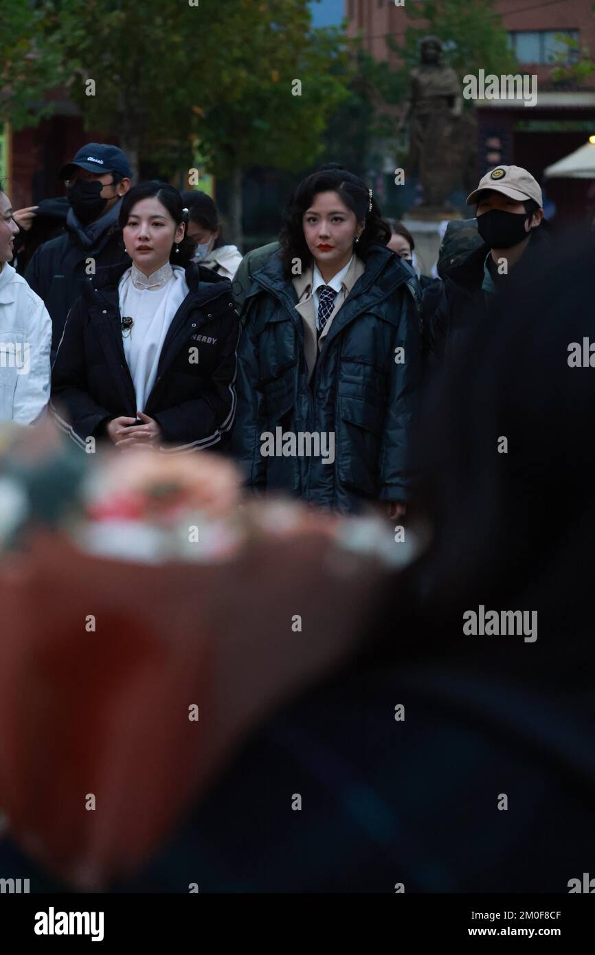 Jinhua City, China, 5 December, 2022. Chinese actress Zhao Yue and Wang Yijin shows at the ...
