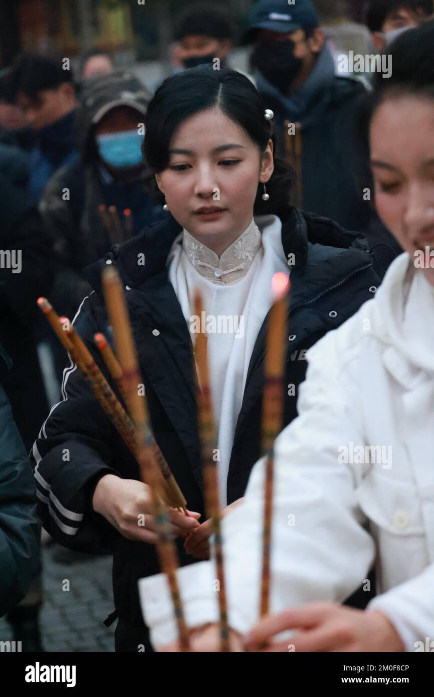 Jinhua City, China, 5 December, 2022. Chinese actress Zhao Yue and Wang Yijin shows at the ...