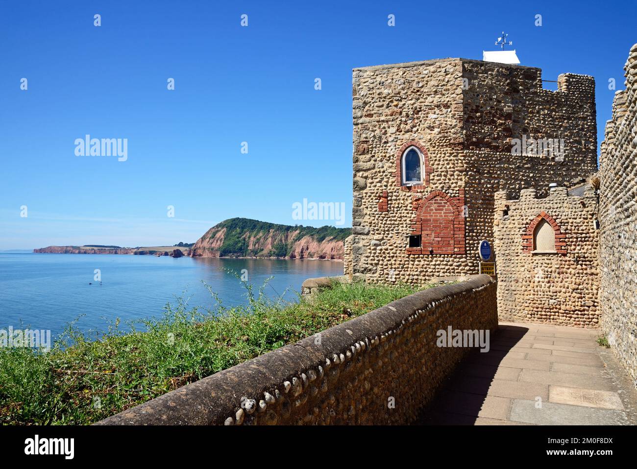 Elevated view of the sea at Jacobs Ladder beach with cliffs and ...