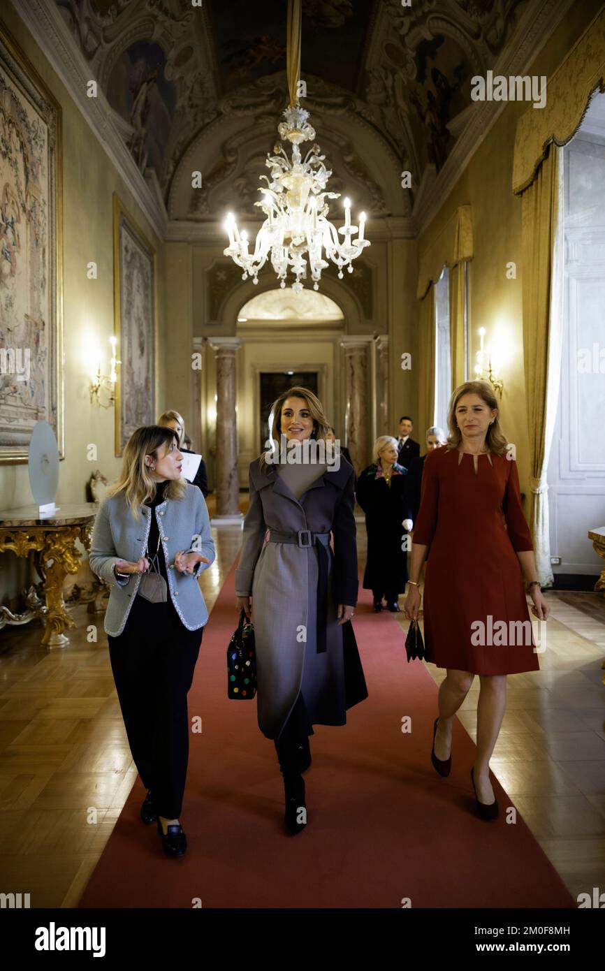 Rome, Italien. 05th Dec, 2022. Queen Rania of Jordan with Italian First ...