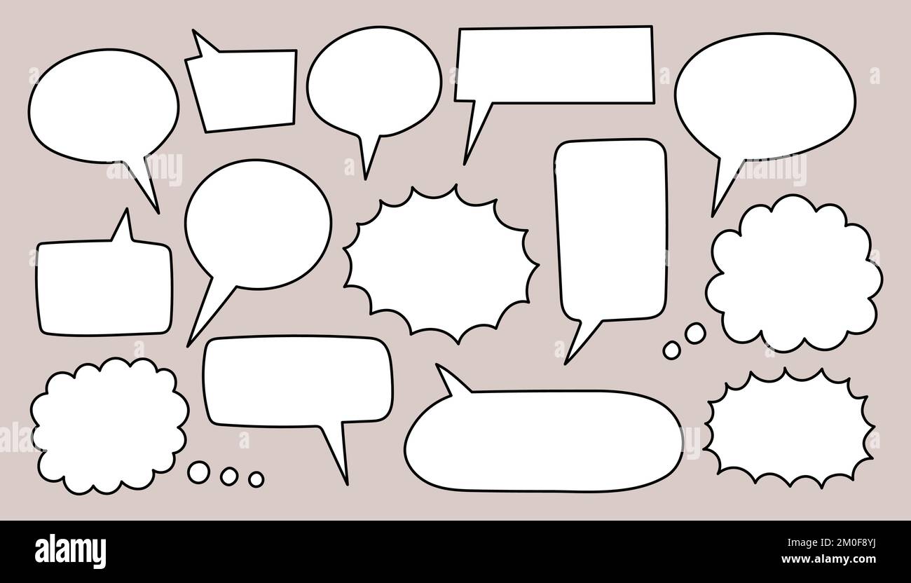 Set Of Speak Bubble Text Chatting Box Message Box Outline Cartoon Vector Design Balloon