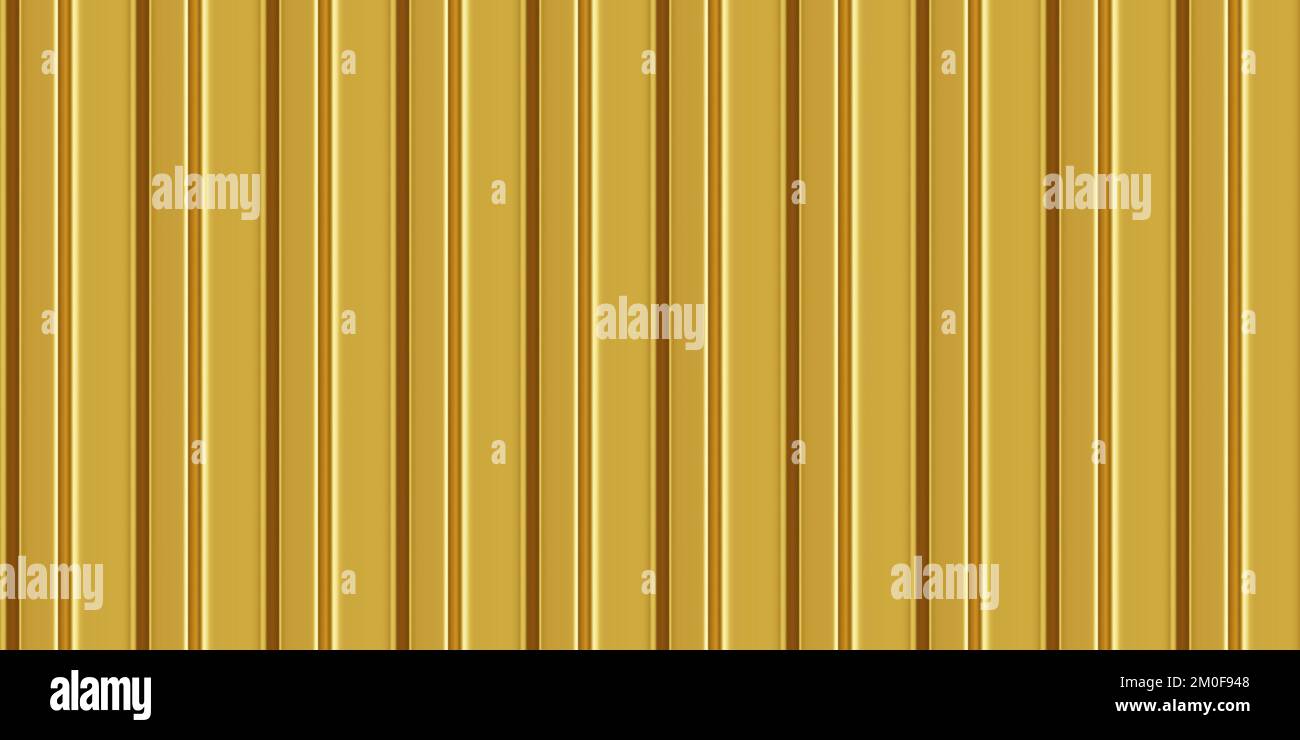 Golden corrugated iron sheets seamless pattern of fence or warehouse ...