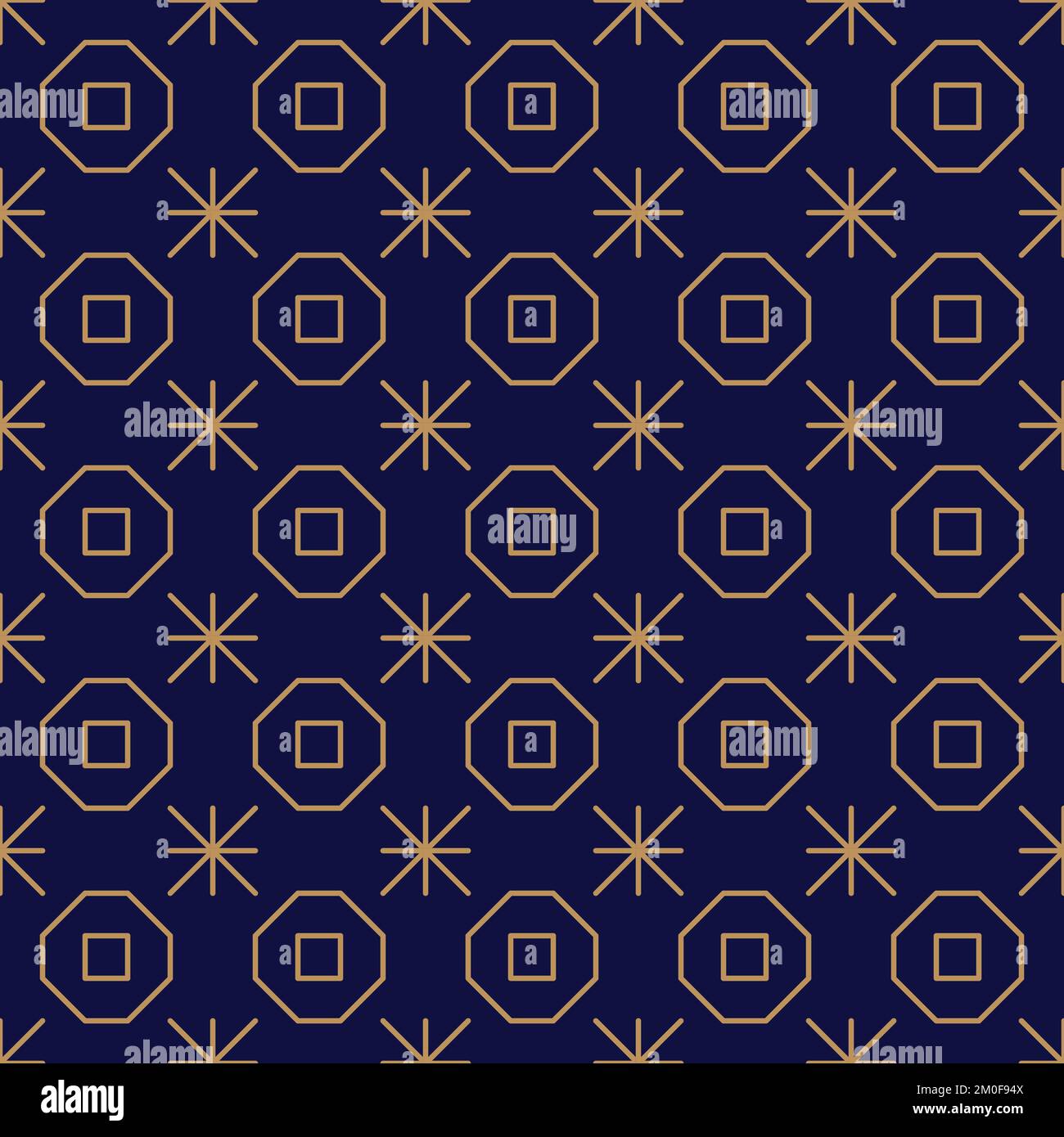 Blue and gold luxury geometric seamless pattern. Dark blue and gold ...