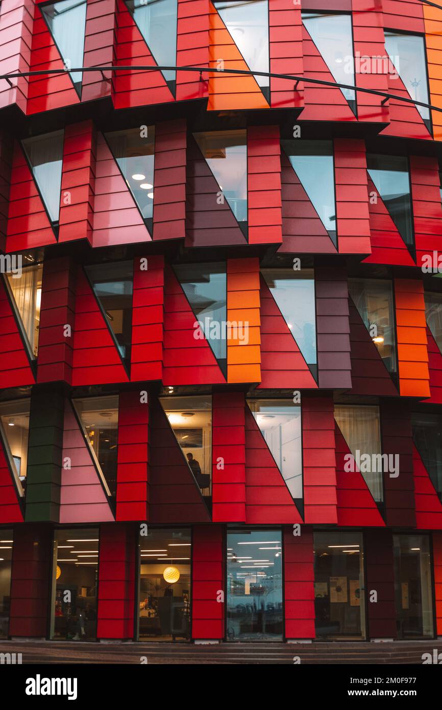 A vertical shot of the red Kuggen building on Lindholmen, Gothenburg ...