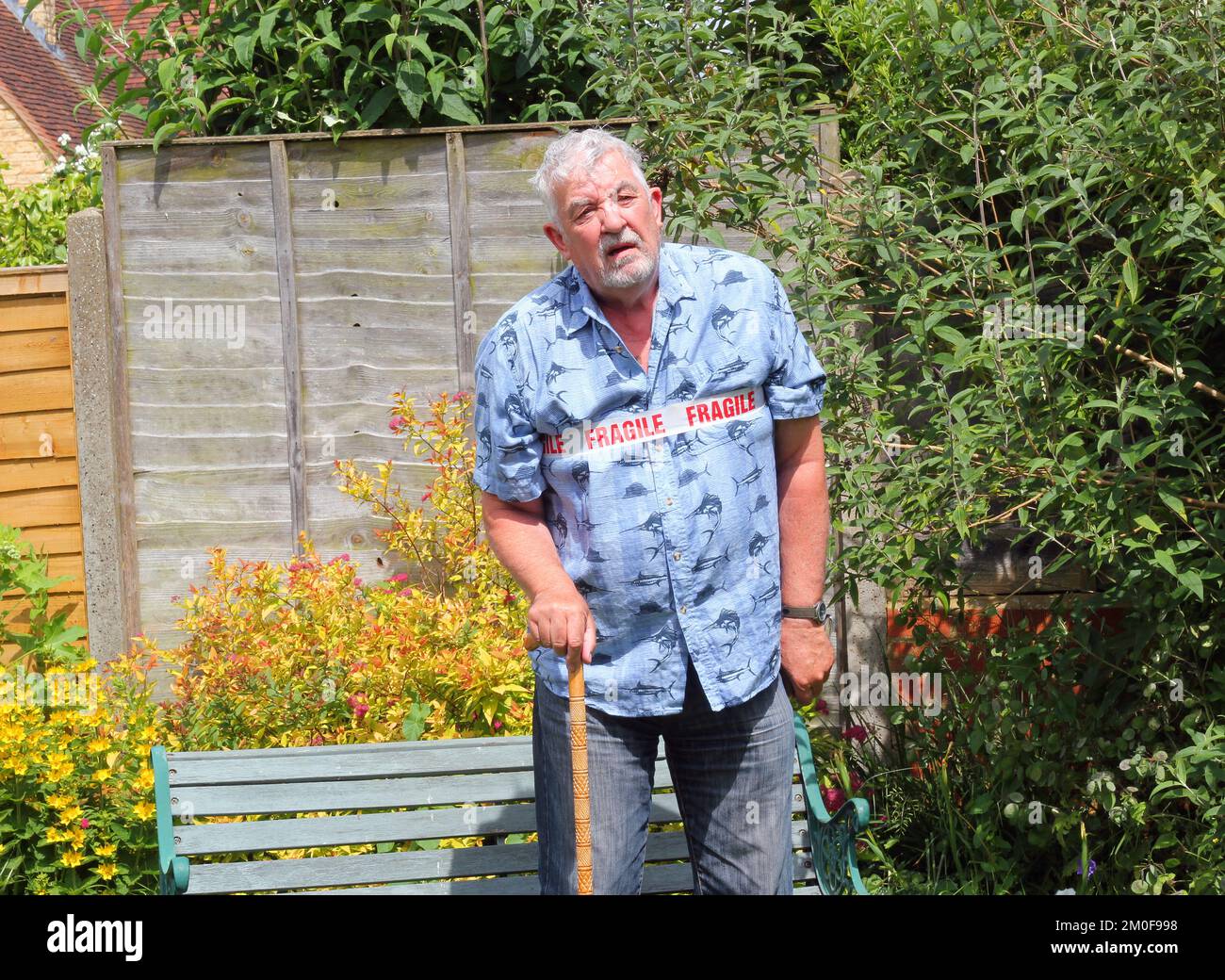 Old or senior man who is marked fragile. Age related weaknesses and ...