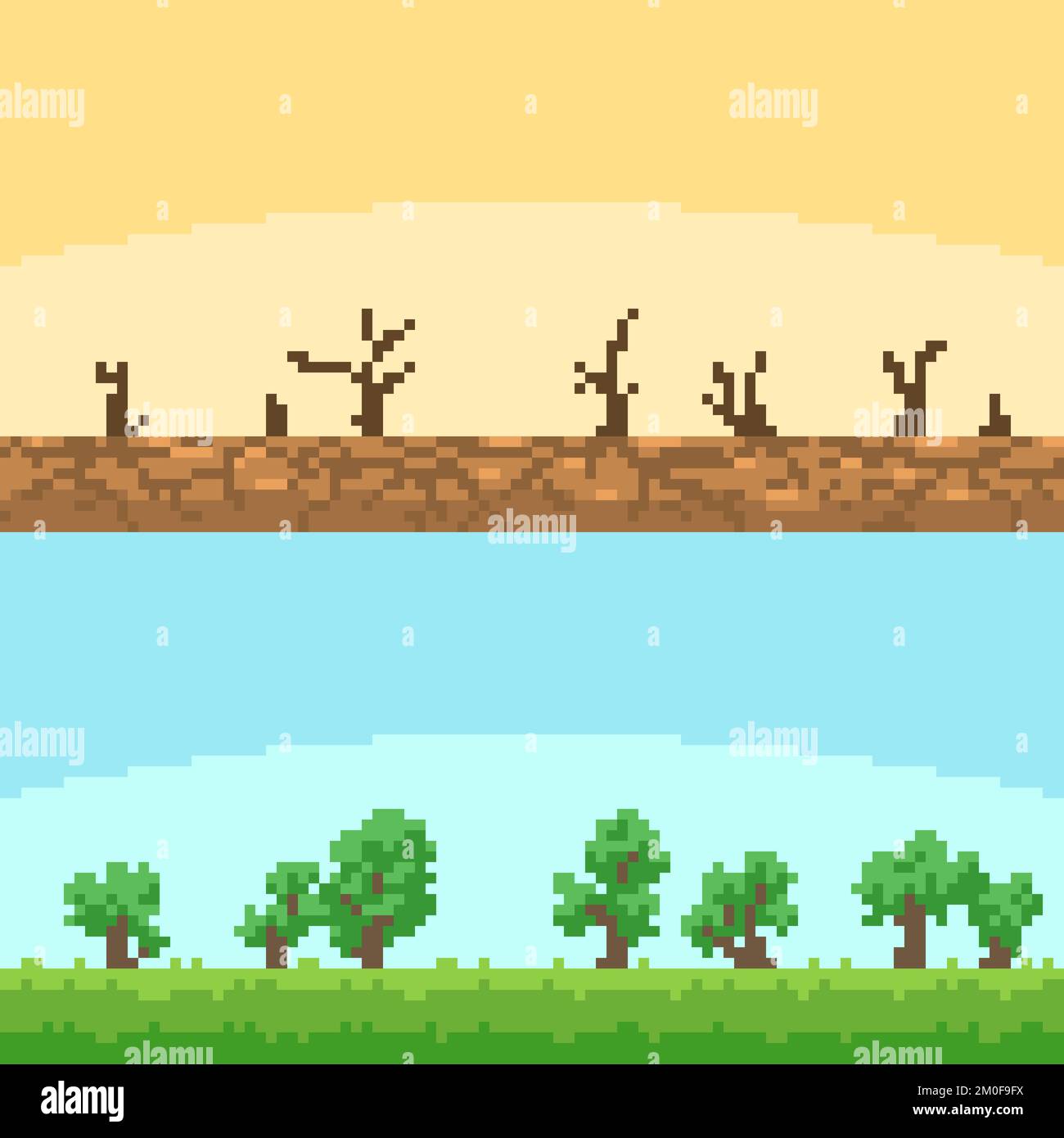pixel art of opposite nature scene Stock Vector Image & Art - Alamy