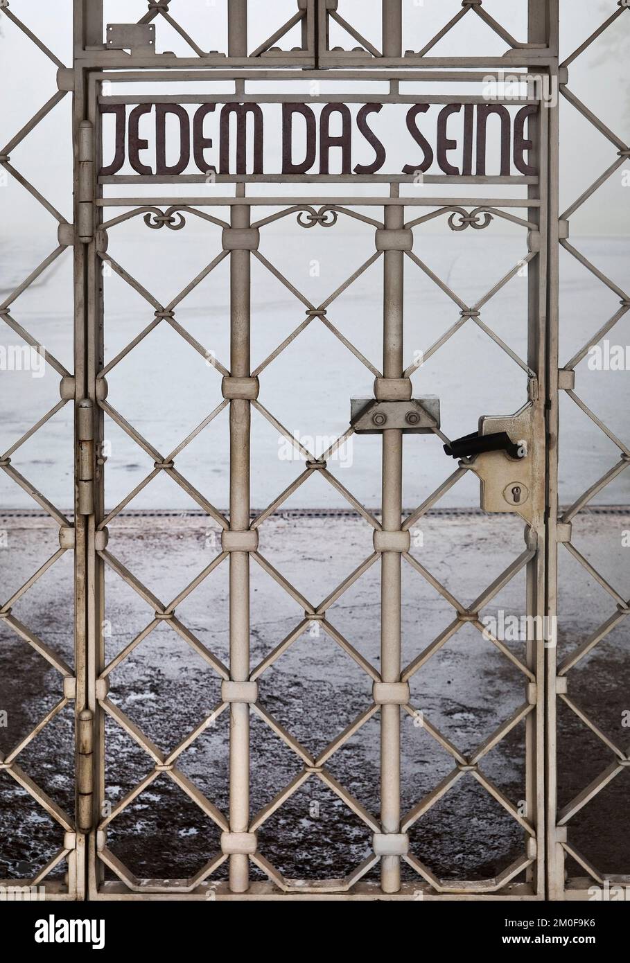 entrance gate in the Nazi concentration camp with the saying 'Jedem das ...