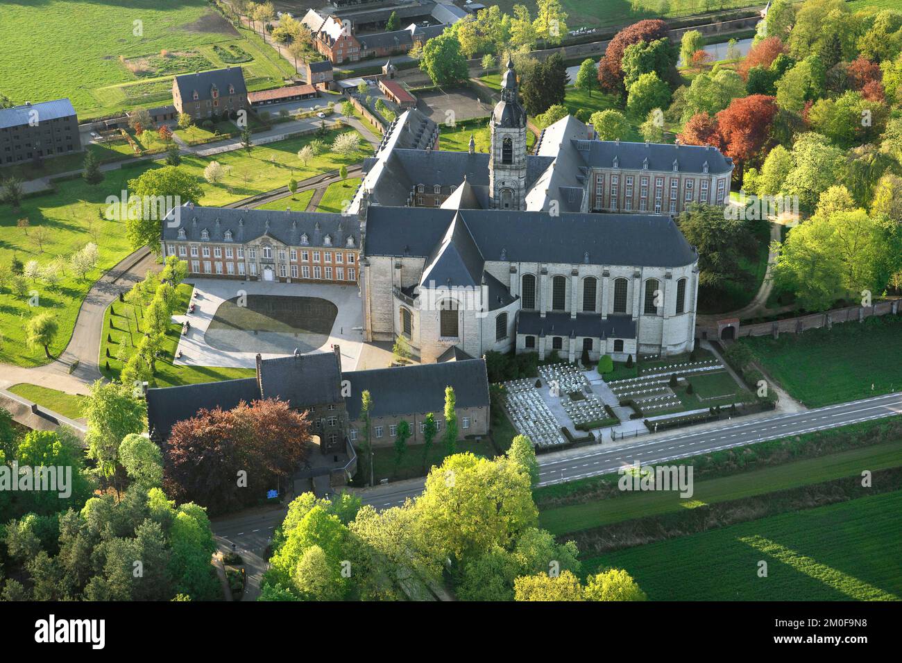 Abbey of Averbode, aerial view, Belgium, Vlaams-Brabant, Averbode Bos ...