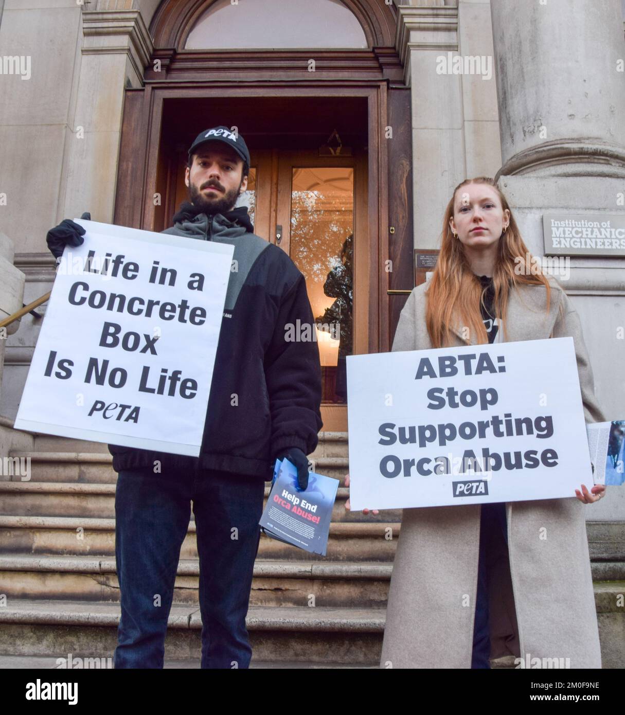 London, UK. 6th December 2022. PETA activists staged a protest outside ...