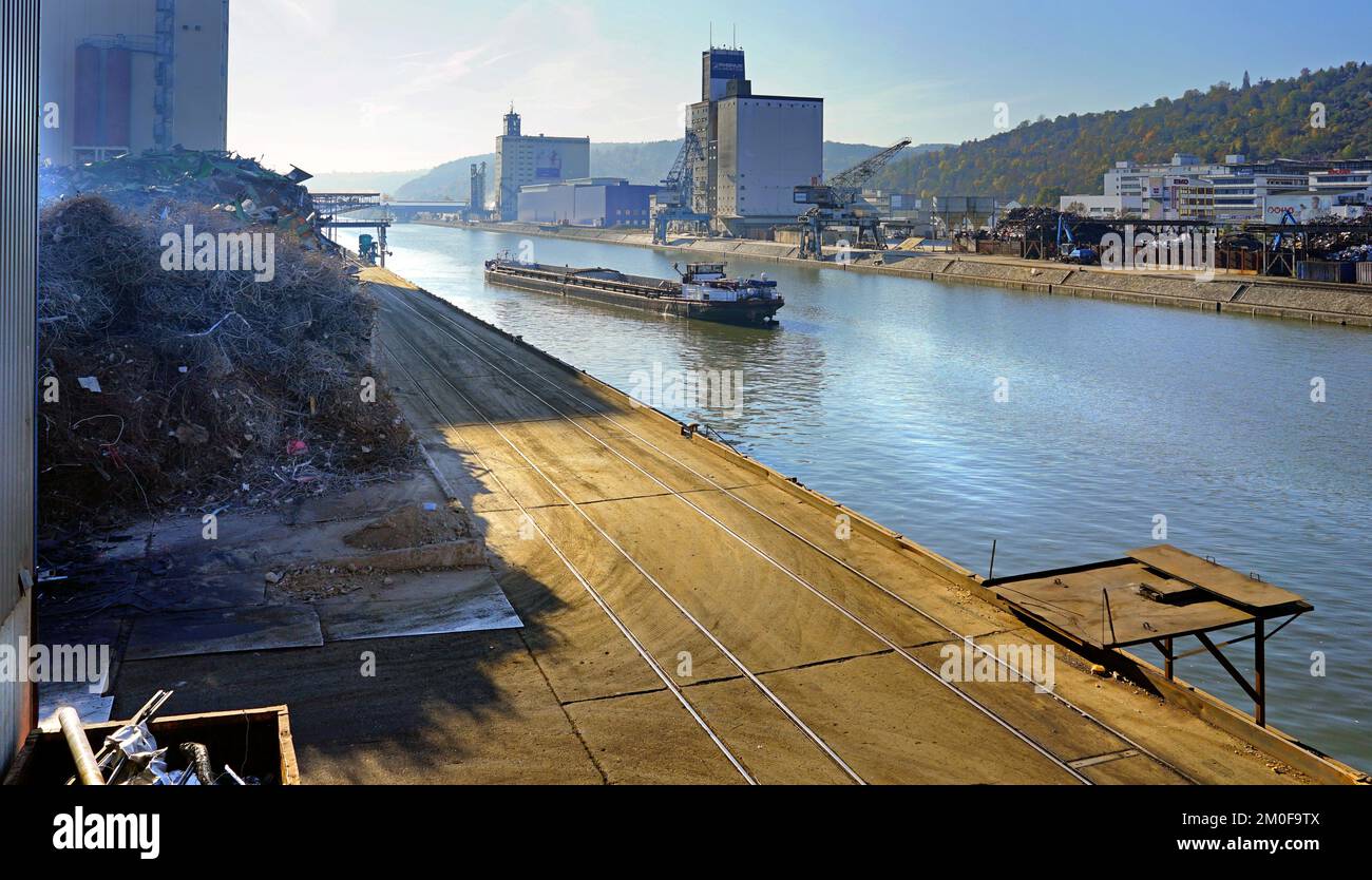 Neckar port near Stuttgart, Germany, Baden-Wuerttemberg Stock Photo - Alamy