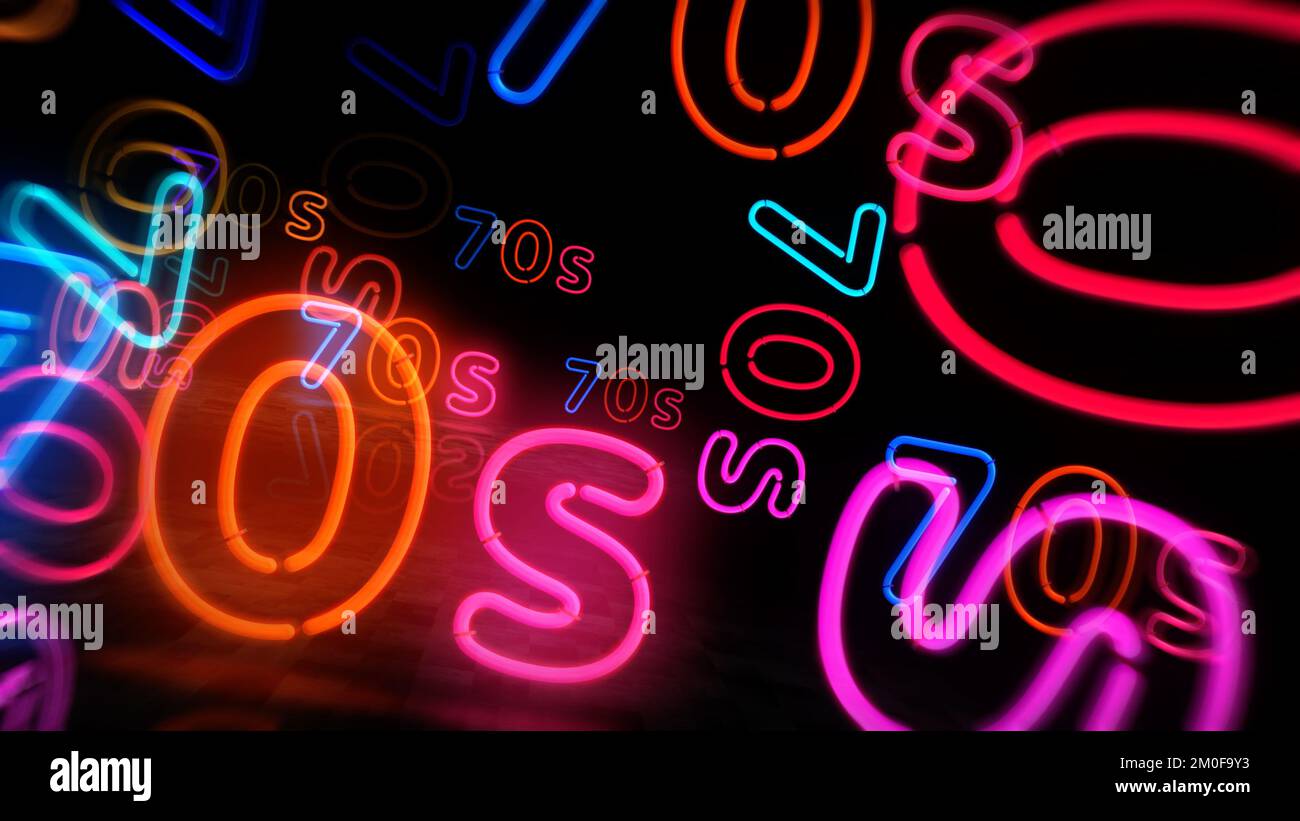 70s neon symbol. Retro 1970, seventies nostalgia and vistage party ...