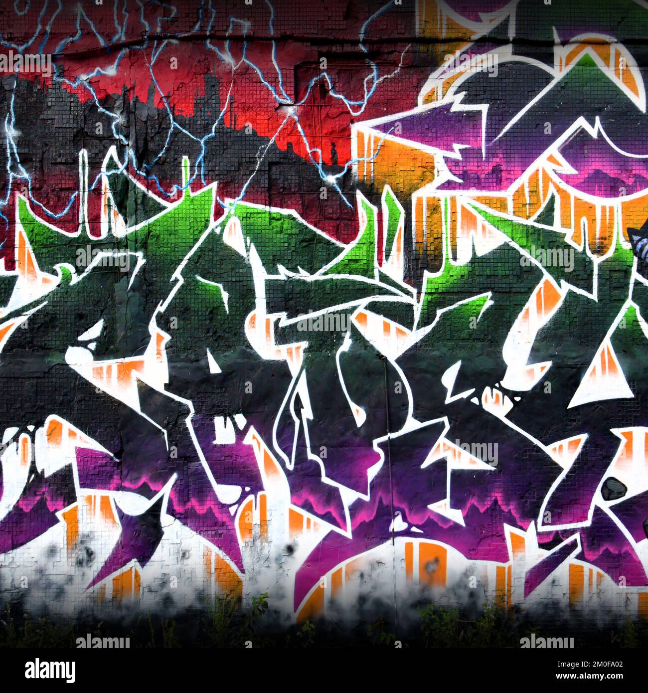 Colorful background of graffiti painting artwork with bright aerosol ...