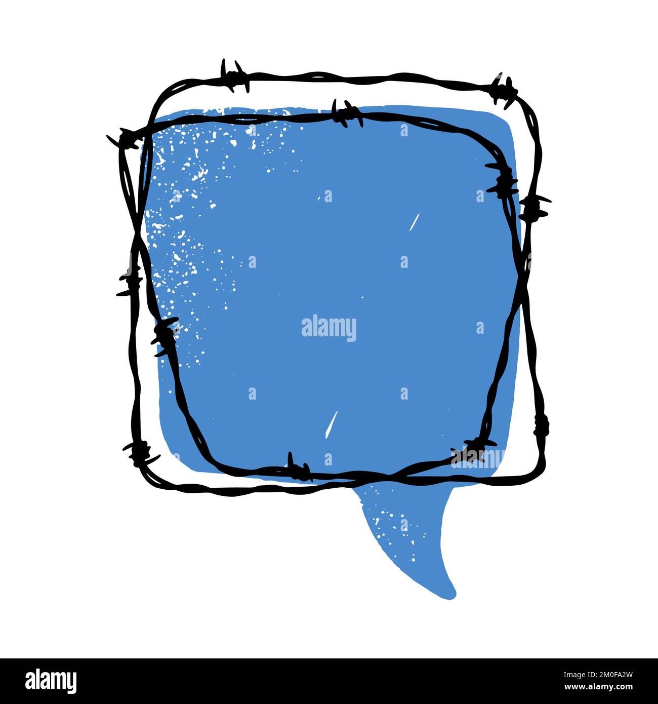 Textured speech bubble with barbed wire. Hand drawn vector illustration ...