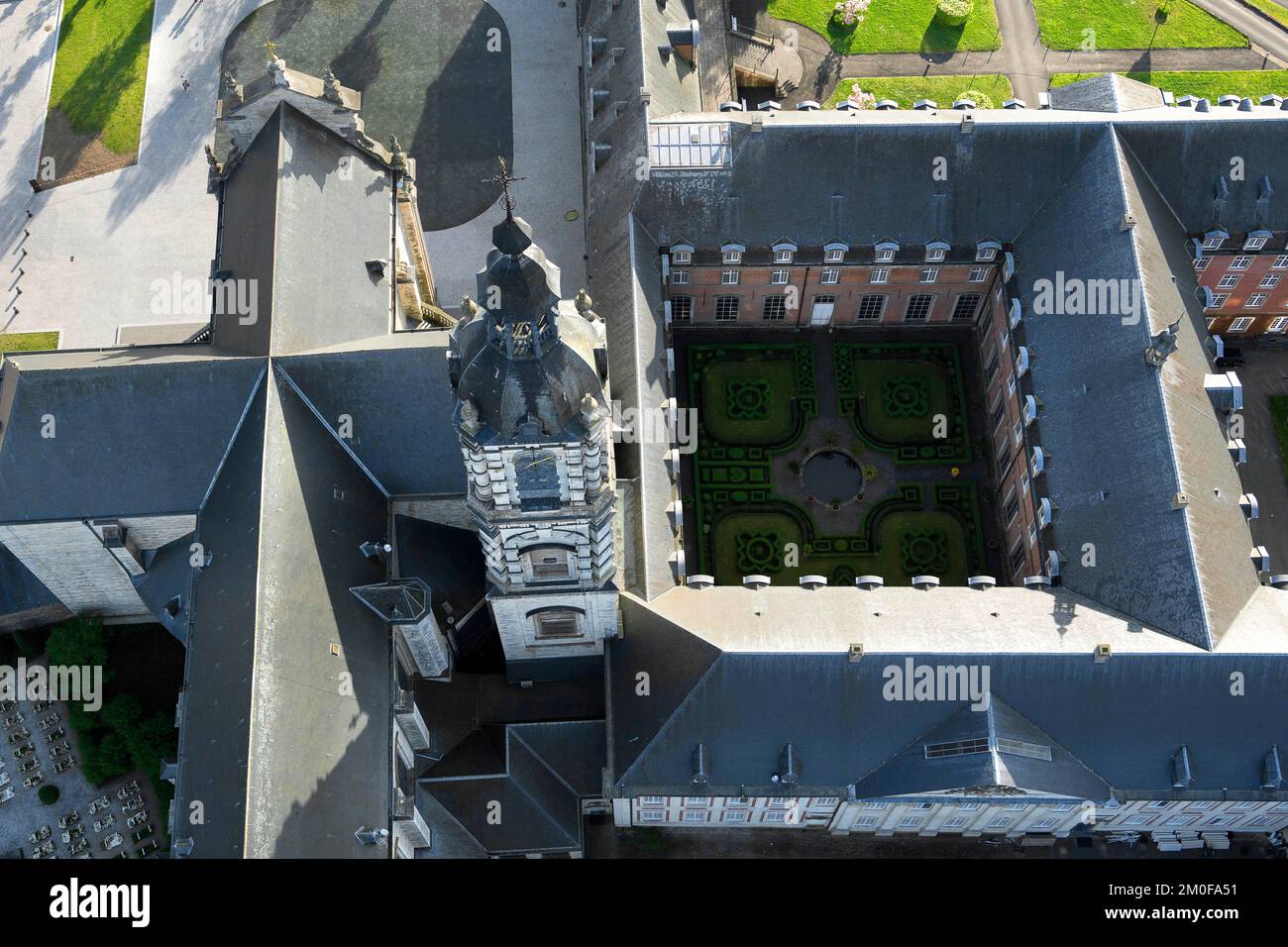 Abbey of Averbode, aerial view, Belgium, Vlaams-Brabant, Averbode Bos ...