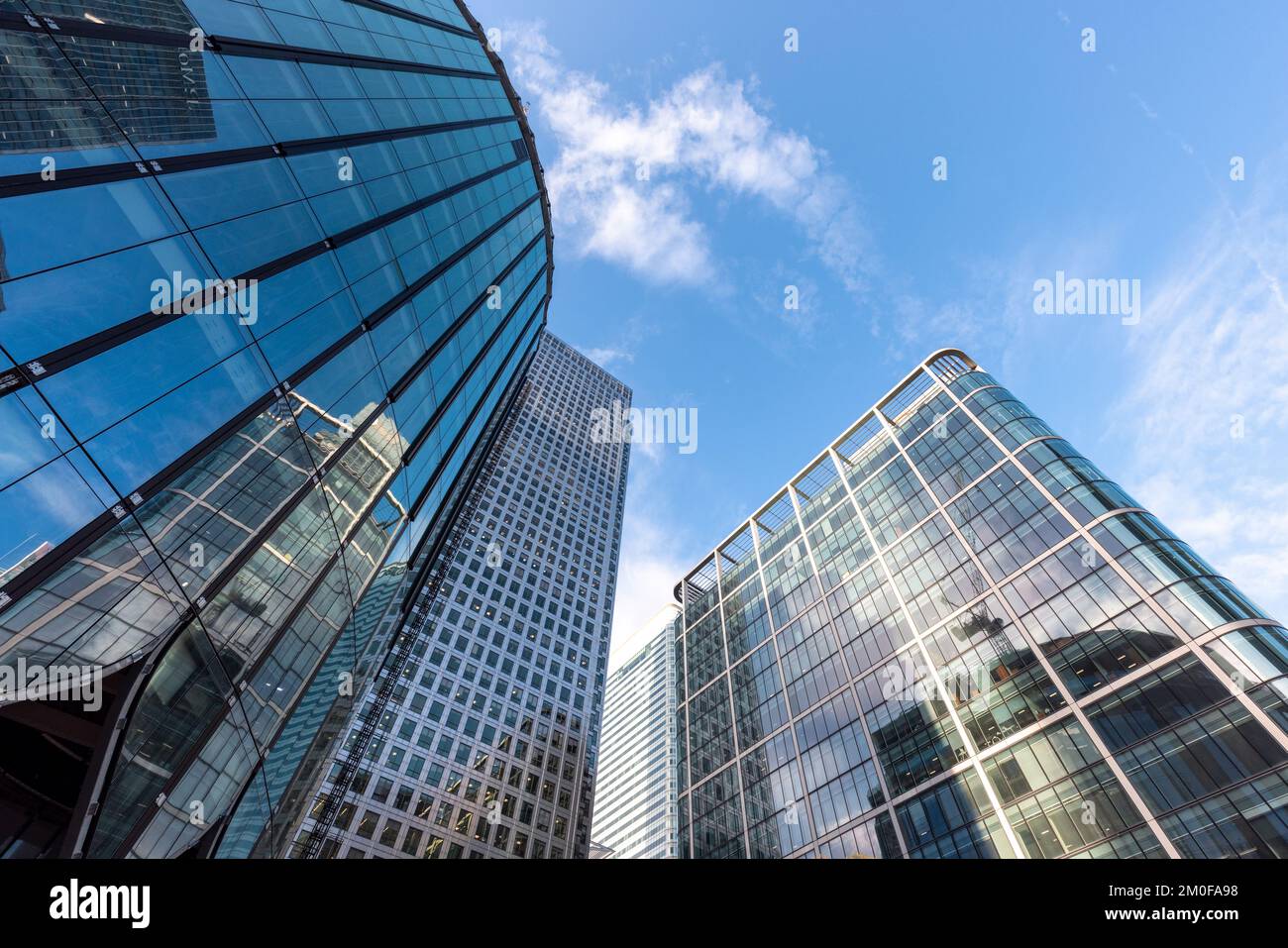 Modern steel and glass towers and buildings, multiple floored office ...