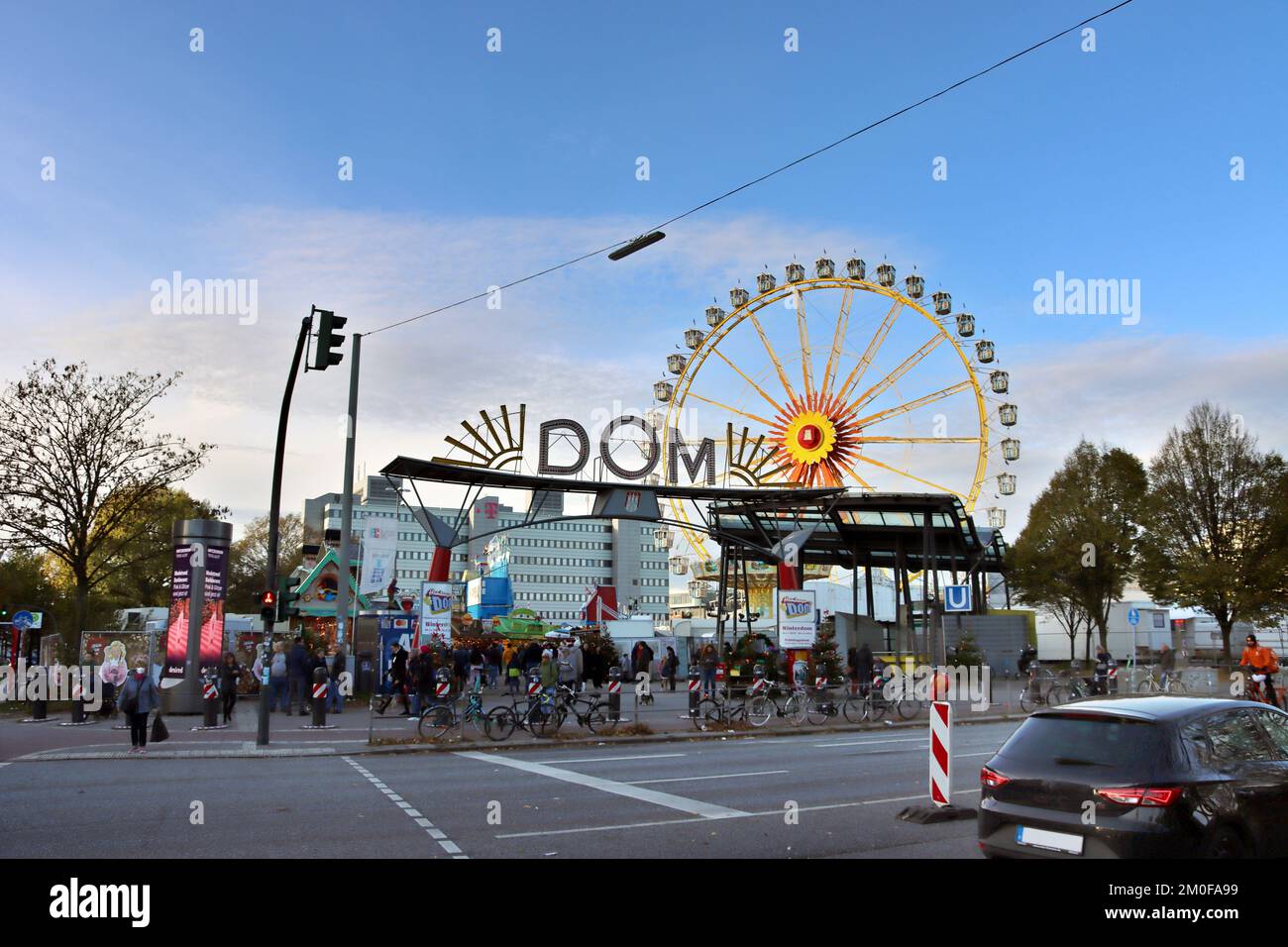entrance with the ferris wheel on the Hamburger Dom, Germany, Hamburg ...