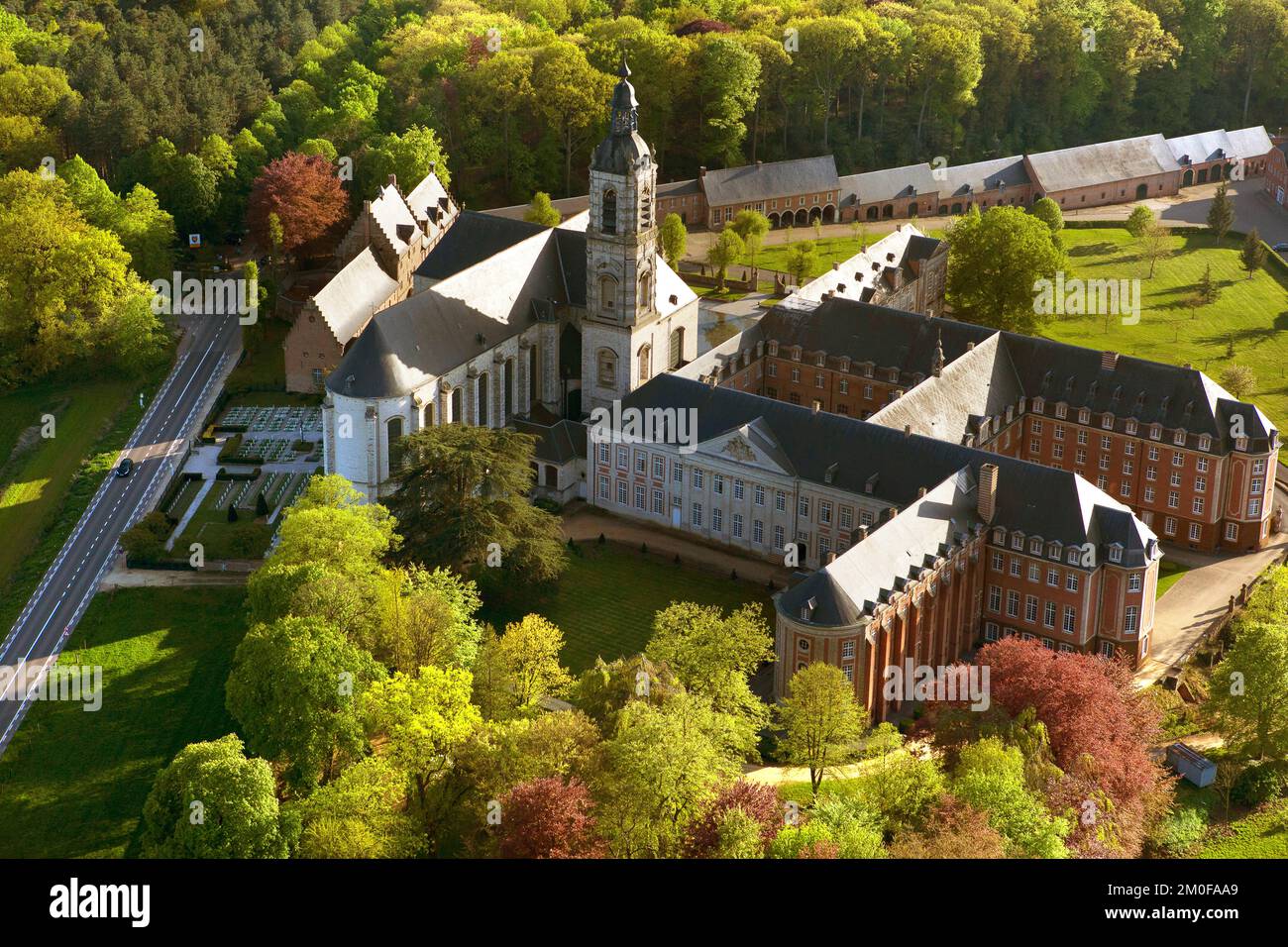 Abbey of Averbode, aerial view, Belgium, Vlaams-Brabant, Averbode Bos en Heide, Averbode Stock ...