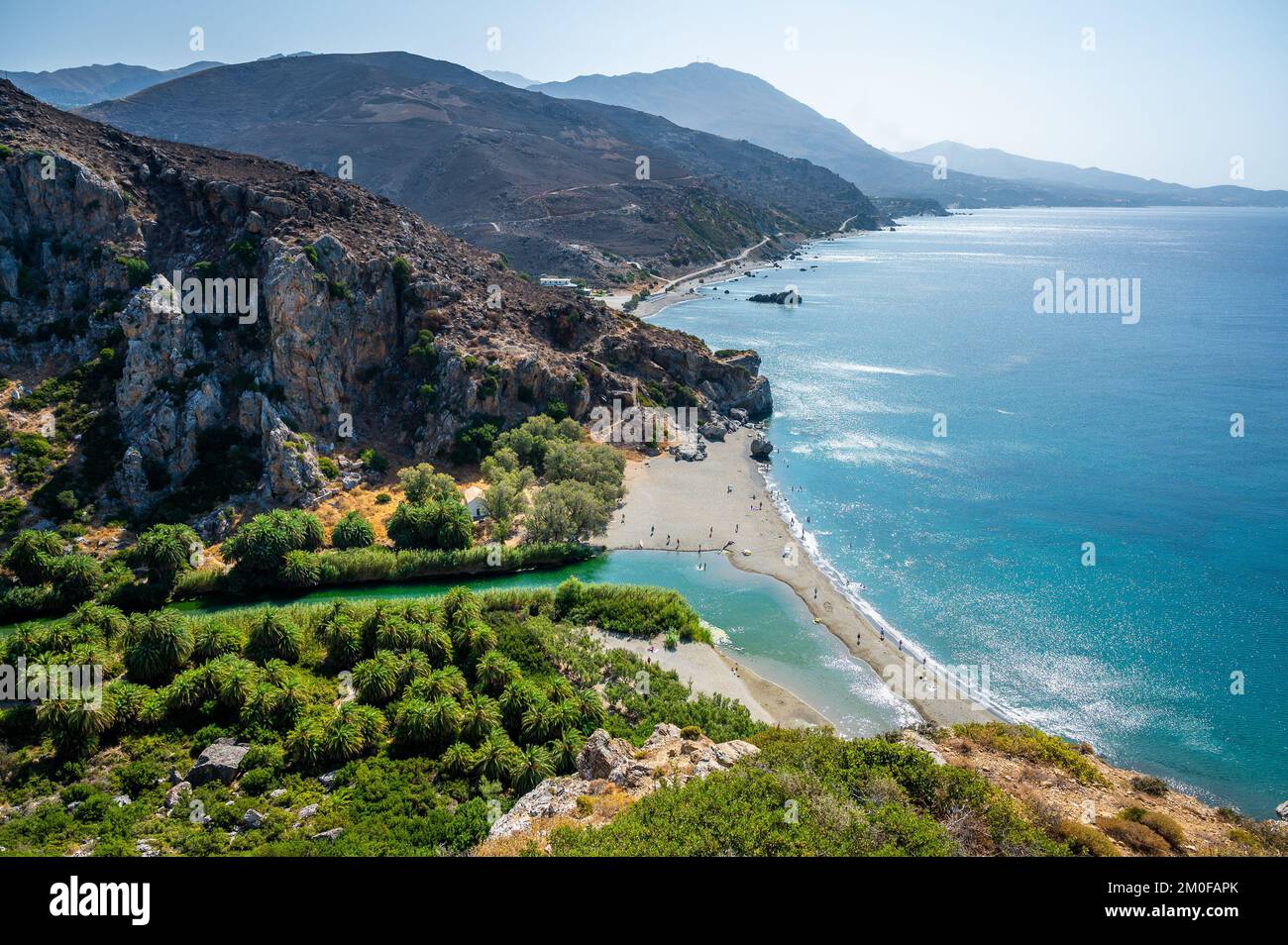 View of famous Preveli beach in the summer, Crete, Greece. Famous beach ...