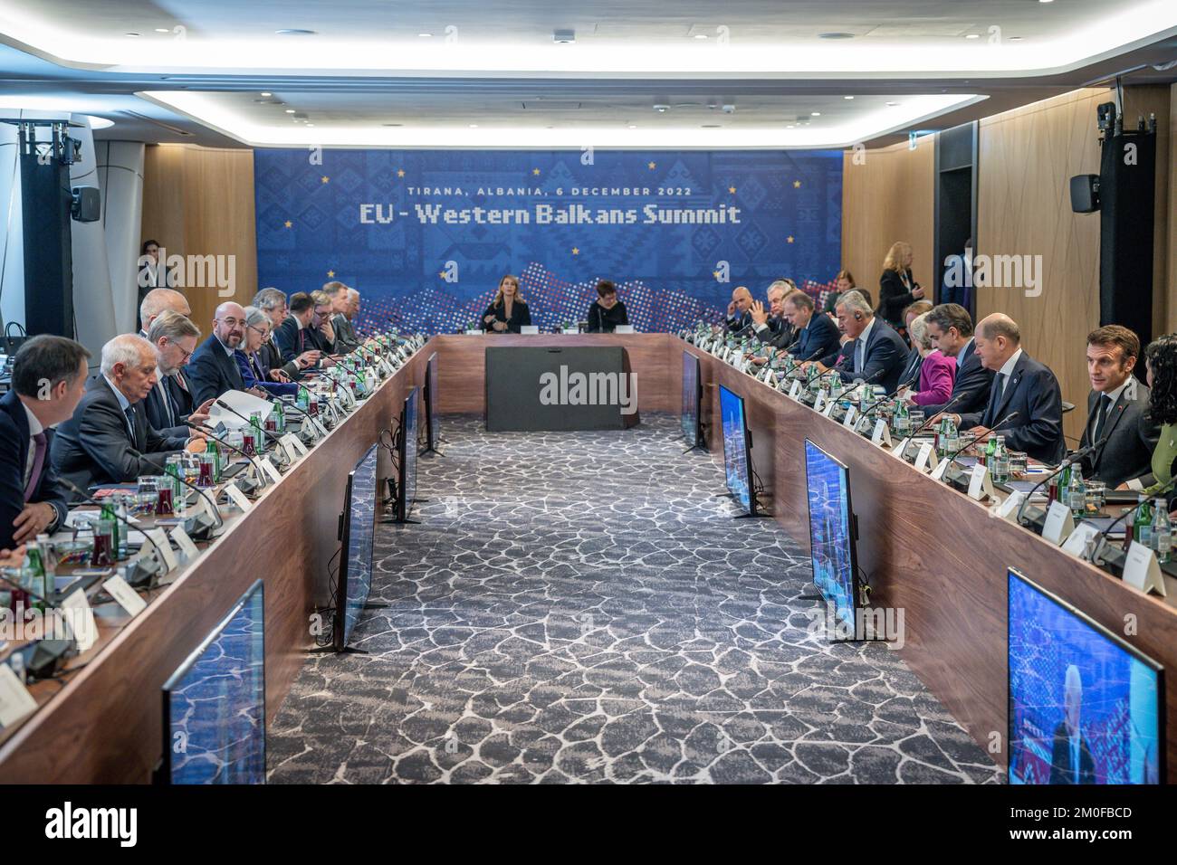 Tirana, Albania. 06th Dec, 2022. The heads of government sit in the ...