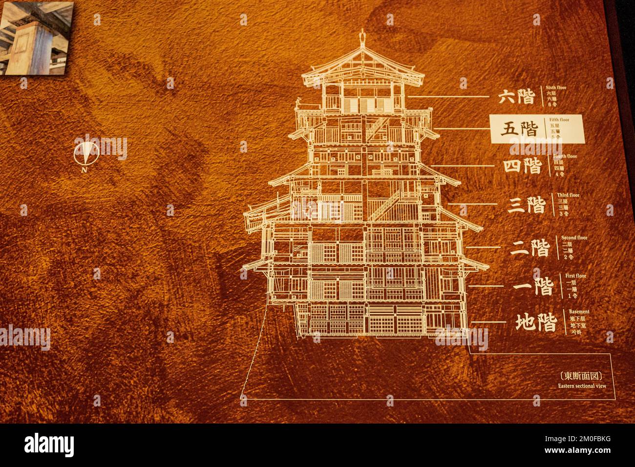 Himeji, Japan. Diagram of the floors of the White Egret or Heron Castle ...